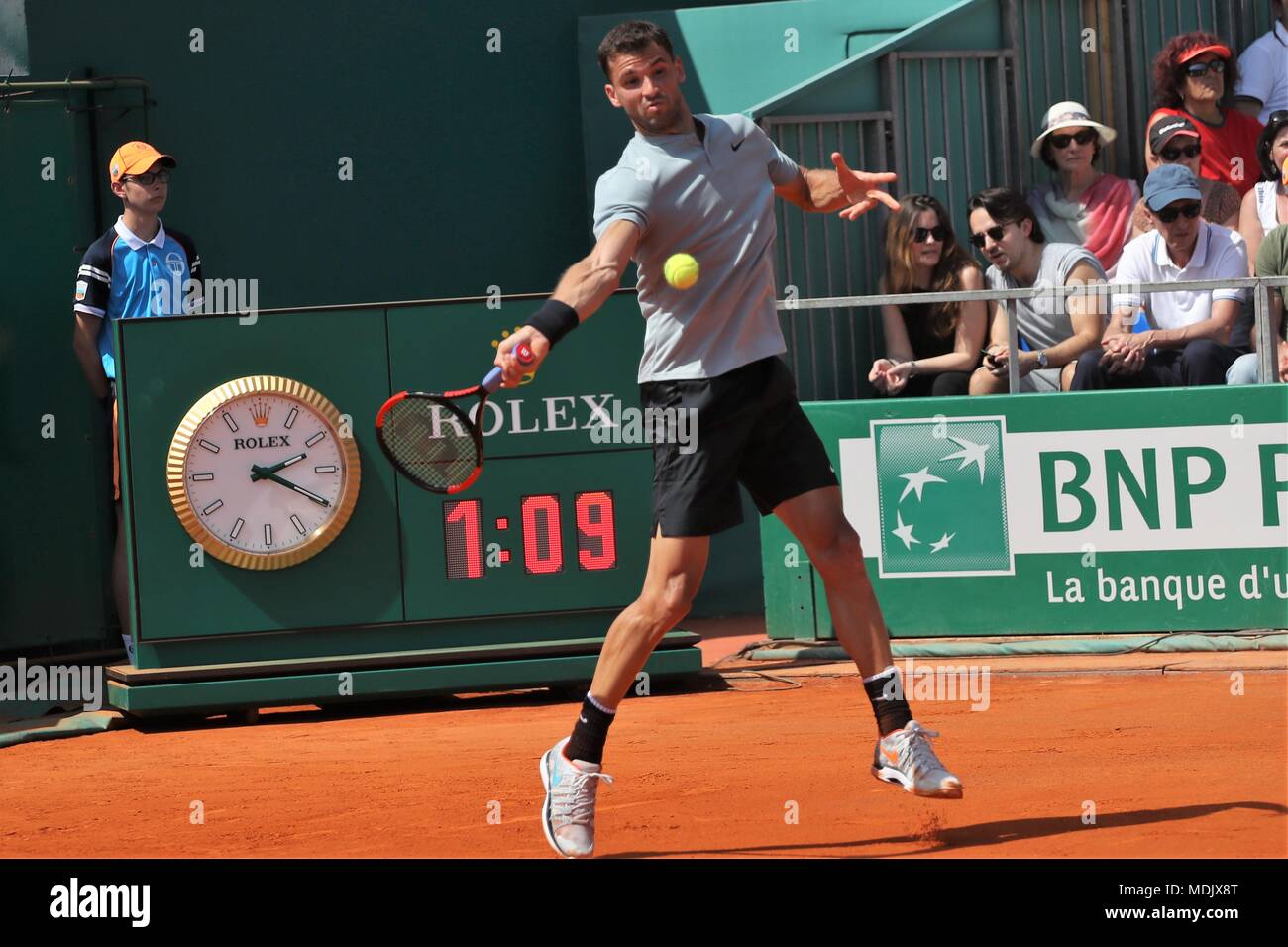 Monte Carlo, Monaco. 19th Apr, 2018. Grigor Dimitrov Hungrie during The ATP Rolex Monte-Carlo ...