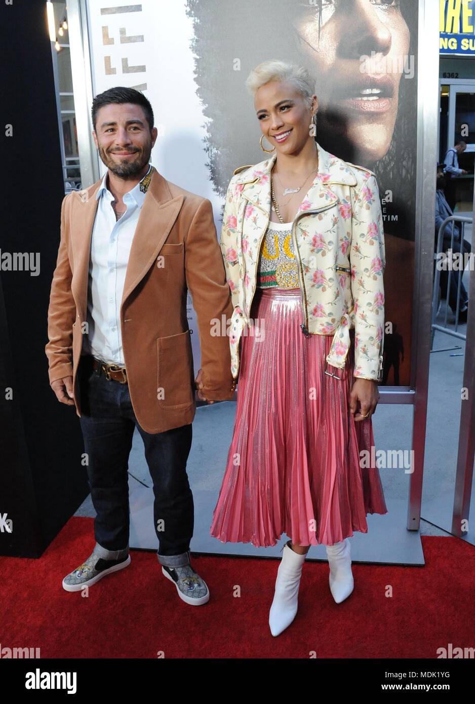 Los Angeles, CA, USA. 19th Apr, 2018. Zachary Quittman, Paula Patton at ...