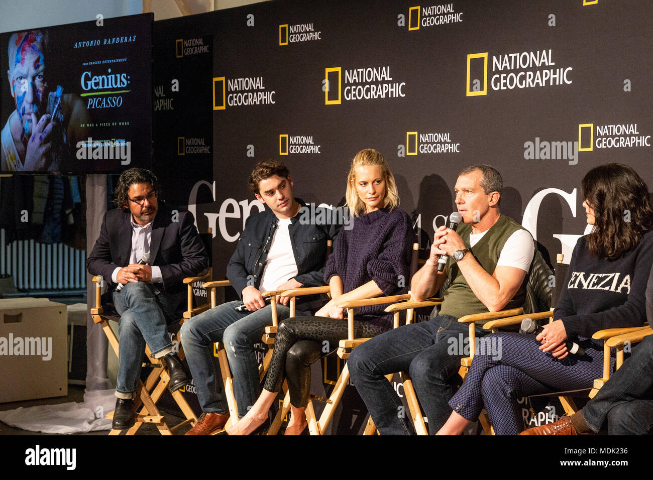 New York, USA. April 19, 2018: Ken Biller, Alex Rich, Poppy Delevingne ...