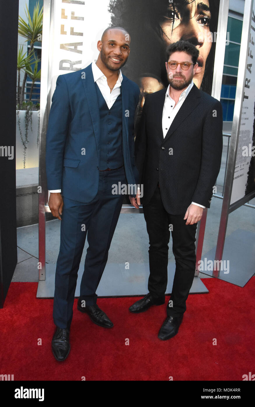 Los Angeles, USA. 19th Apr, 2018. (L-R) Football player Bret Lockett ...