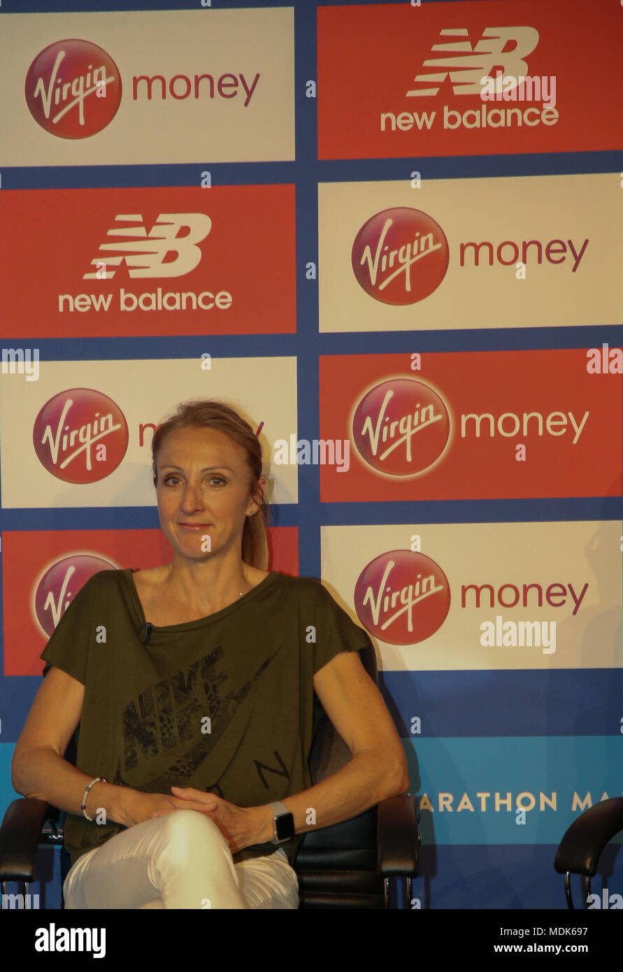 London UK 20 April 2018 Paula Radcliffe the three time winner of the ...