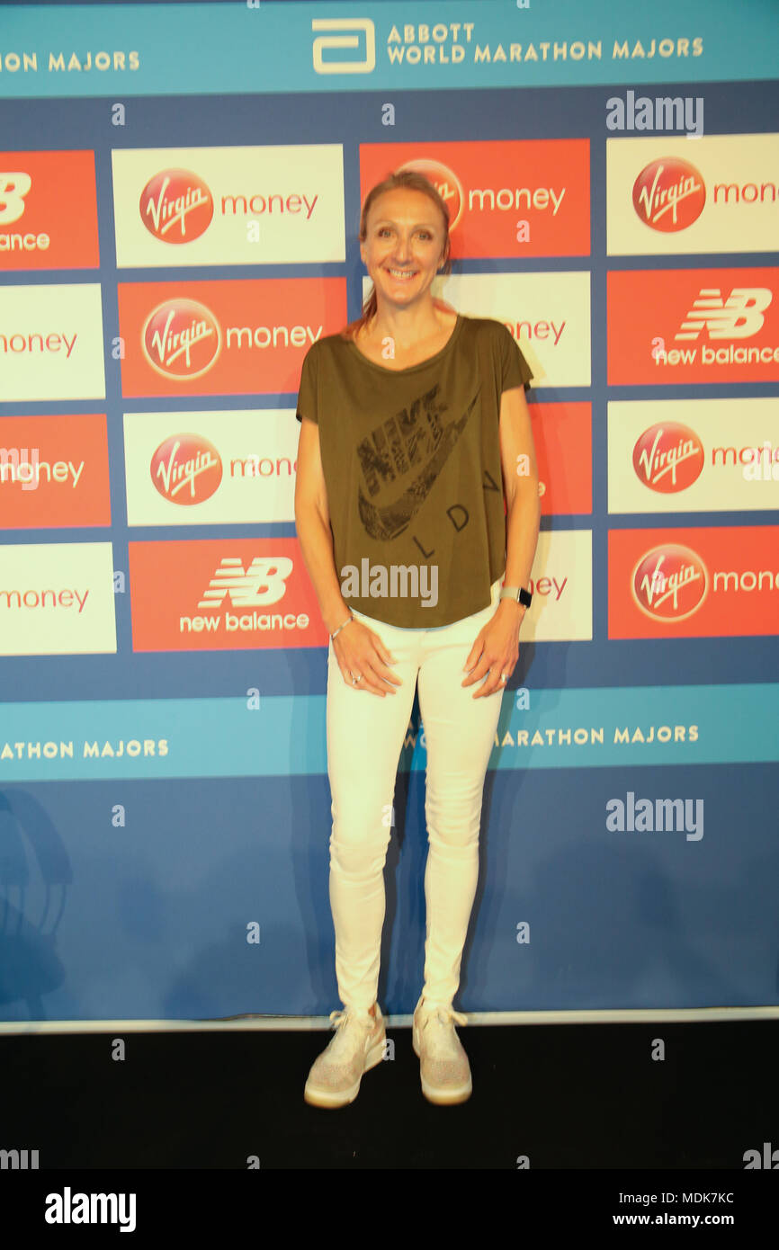 London UK 20 April 2018 Paula Radcliffe the three time winner of the ...