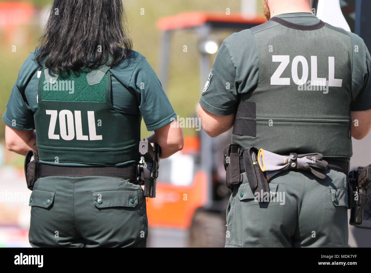 20 April 2018, Germany, Bremerhaven: The uniforms of customs officers ...