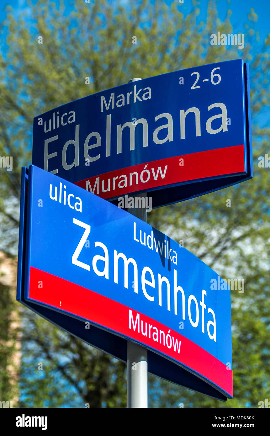 Warsaw, Poland - April 19th, 2018: Street name signs - Edelman and ...