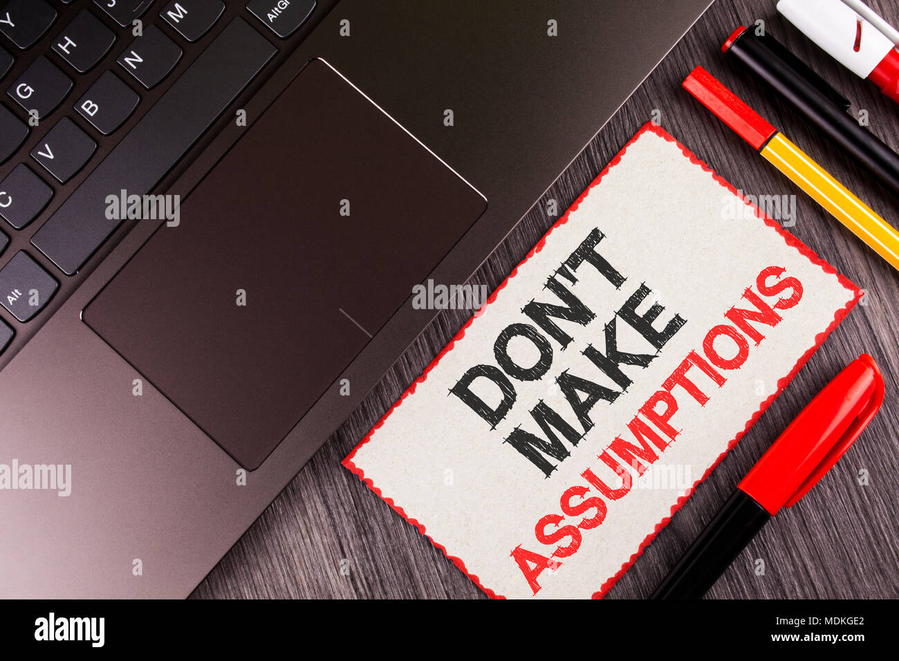 Handwriting text Do not Make Assumptions. Concept meaning predict ...
