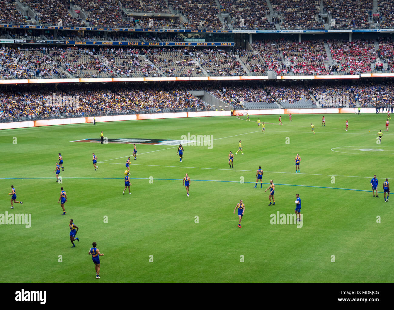 West Coast Eagles team on the field of the new Optus Stadium, Perth, WA ...