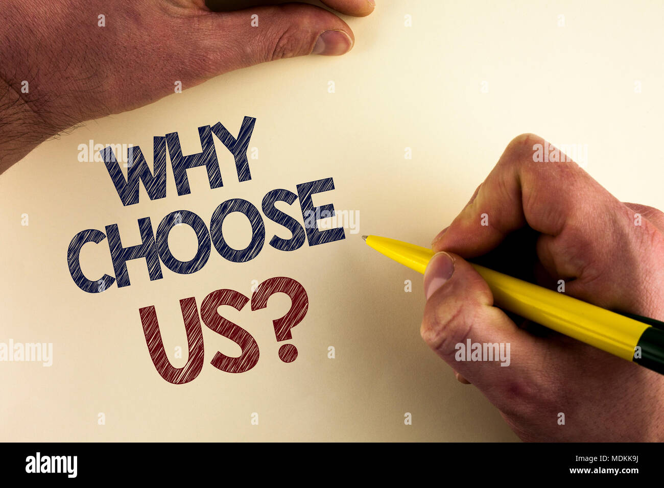 Word writing text Why Choose Us Question. Business concept for Reasons ...