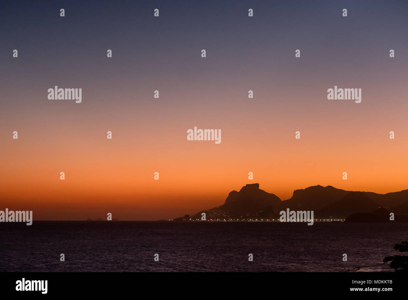 Sunset silhouette view of Gavea Stone in Rio de Janeiro seen from ...
