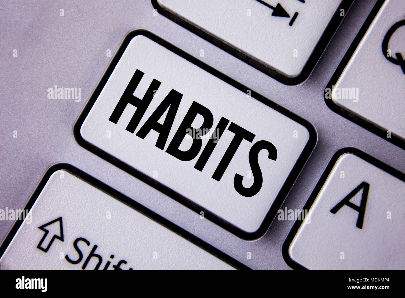 Handwriting text Habits. Concept meaning Regular tendency or practice ...