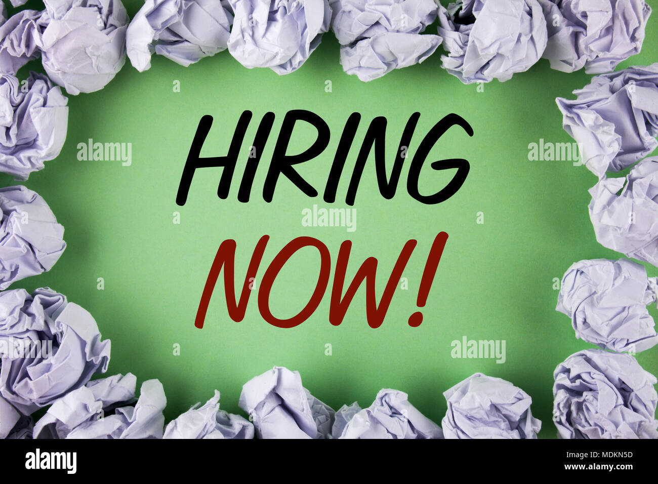 Handwriting text writing Hiring Now Motivational Call. Concept meaning ...