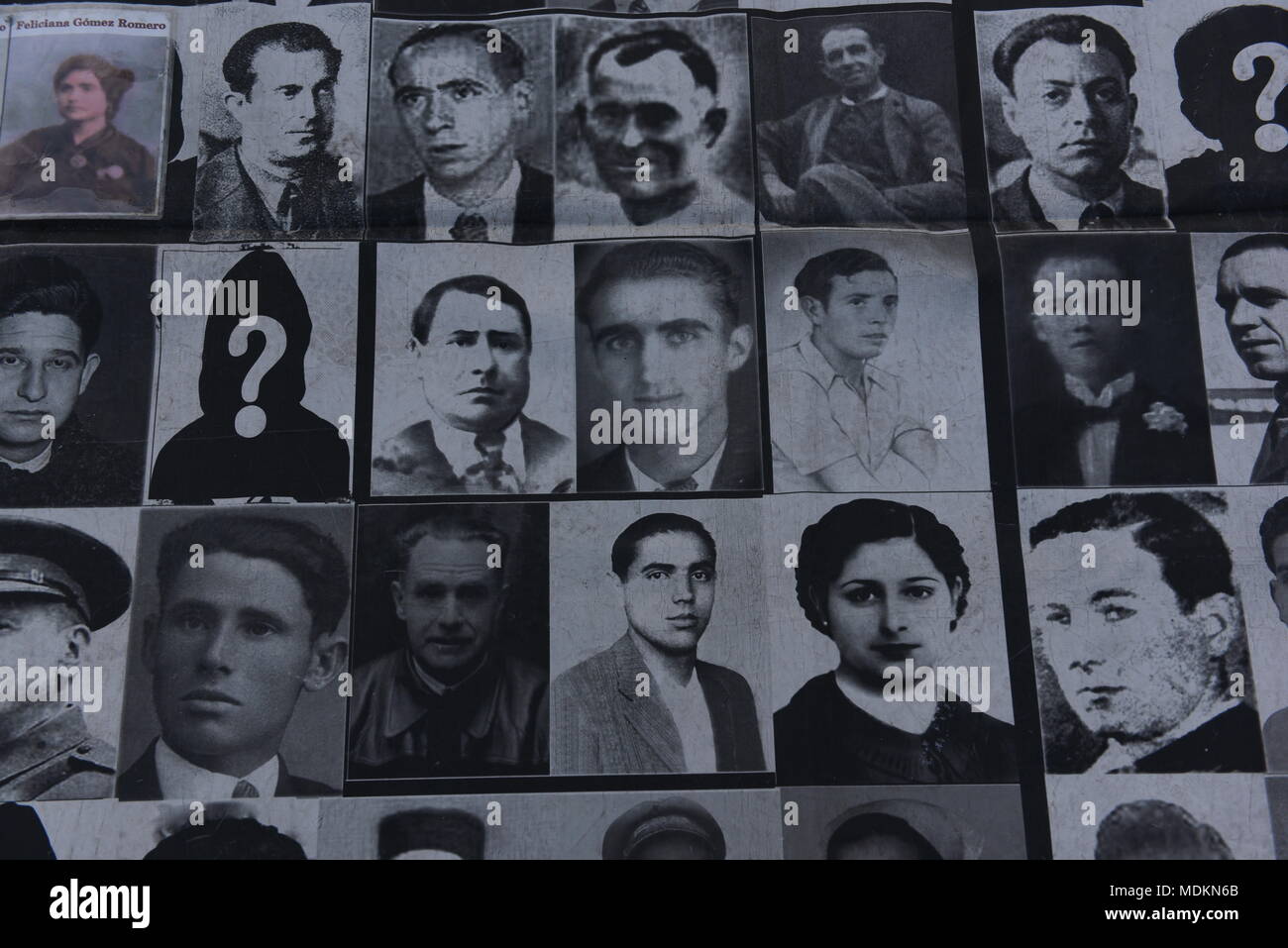 Madrid, Spain. 19th Apr, 2018. Pictures of missing people during the ...