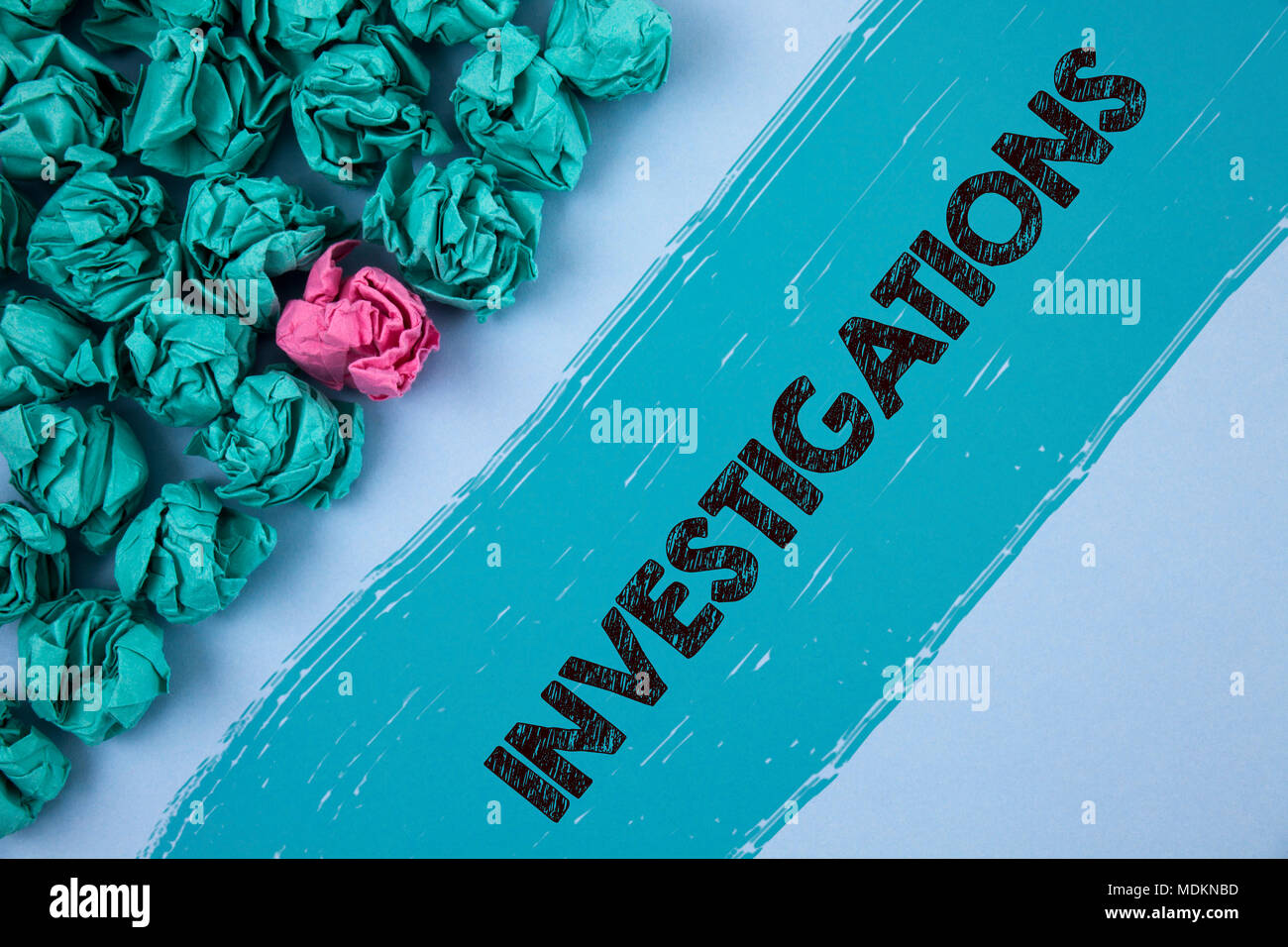 Writing note showing Investigations. Business photo showcasing Formal ...