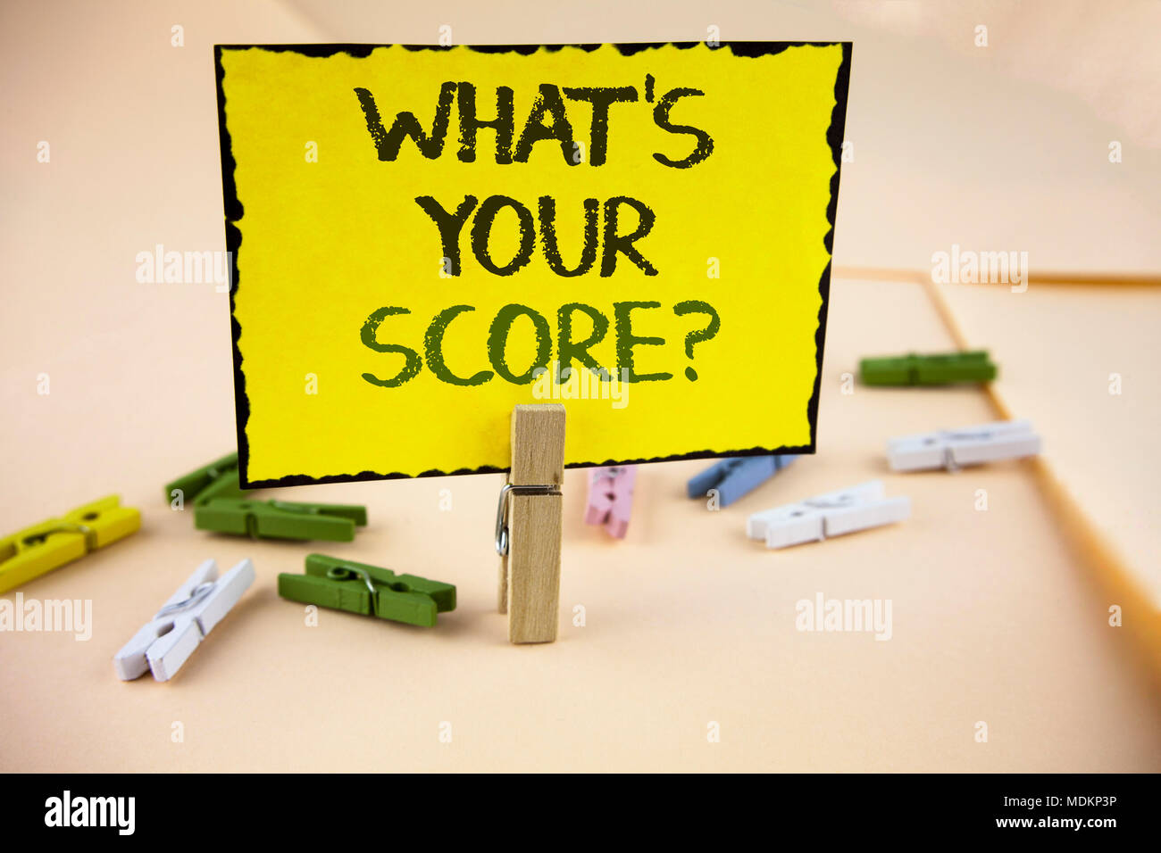 Writing note showing What Is Your Score Question. Business photo ...