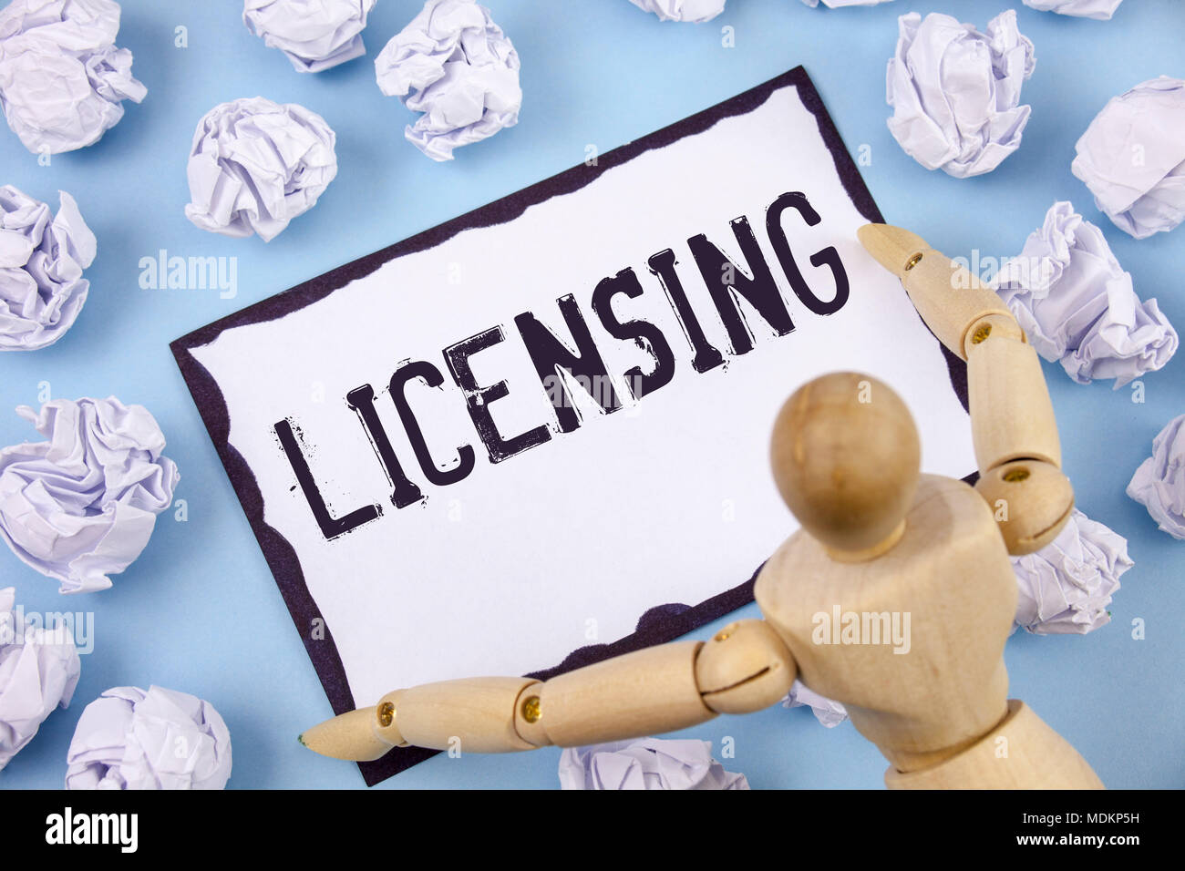Handwriting text writing Licensing. Concept meaning Grant a license ...