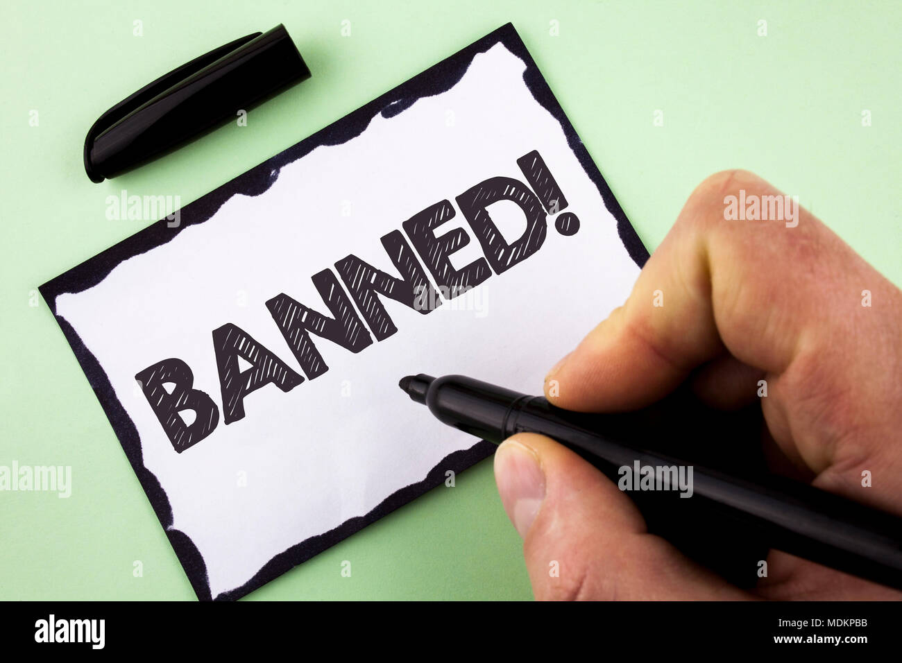 Handwriting text Banned Motivational Call. Concept meaning Ban on use ...