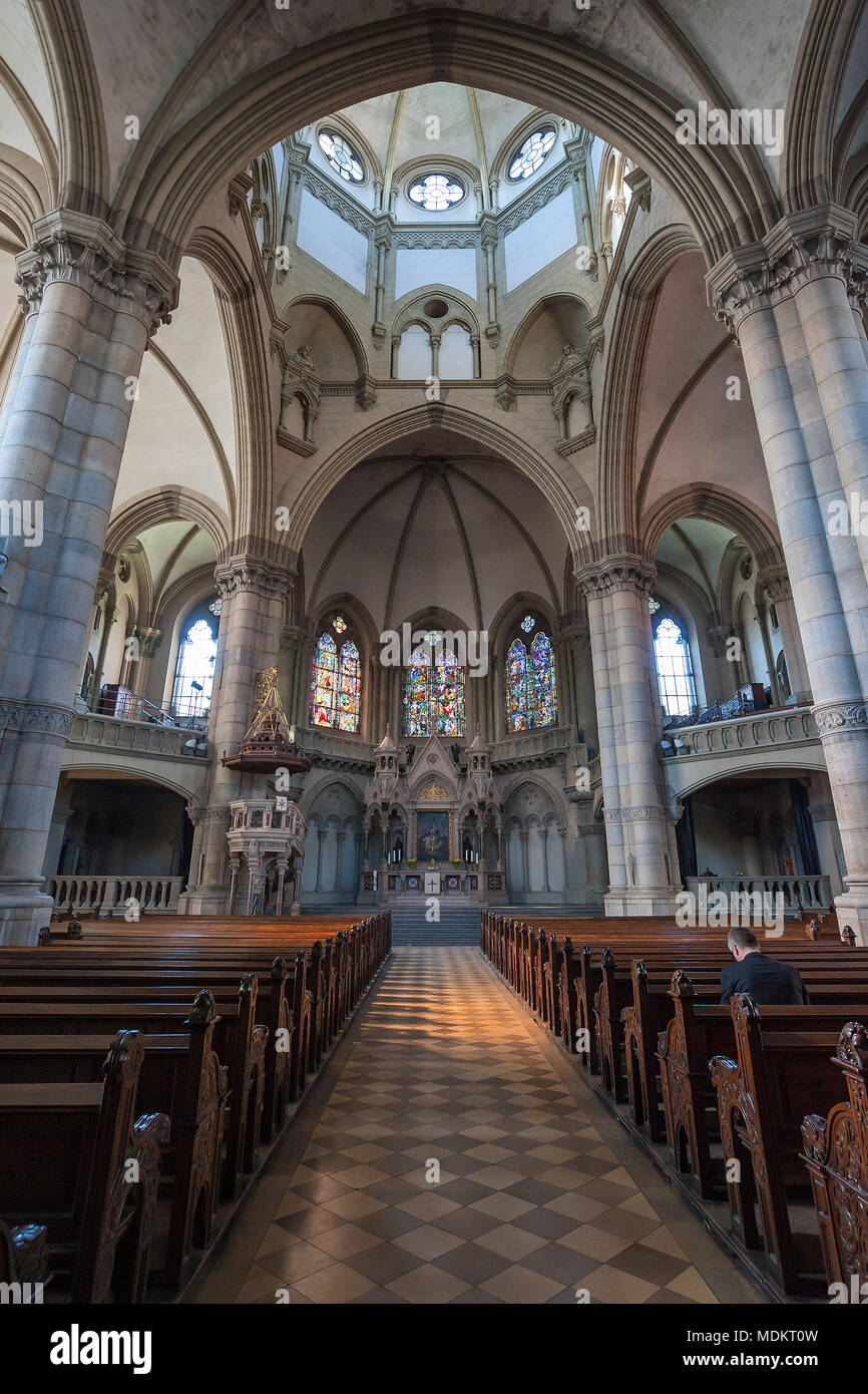 Interior with chancel, Lutheran parish church St. Lukas, also ...