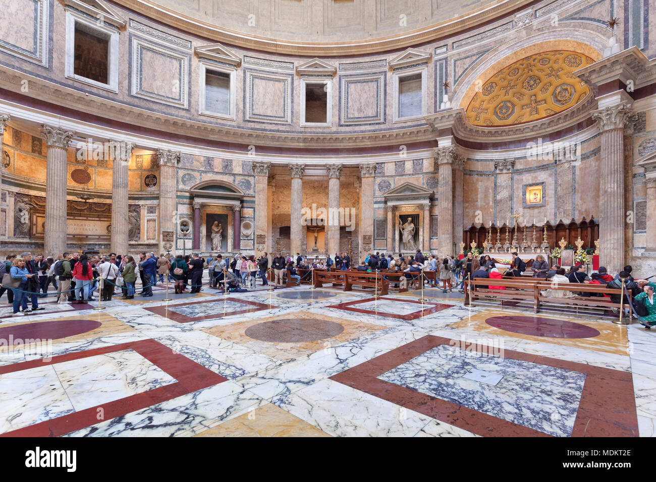 Interior, dome construction, Pantheon, Rome, Lazio, Italy Stock Photo ...