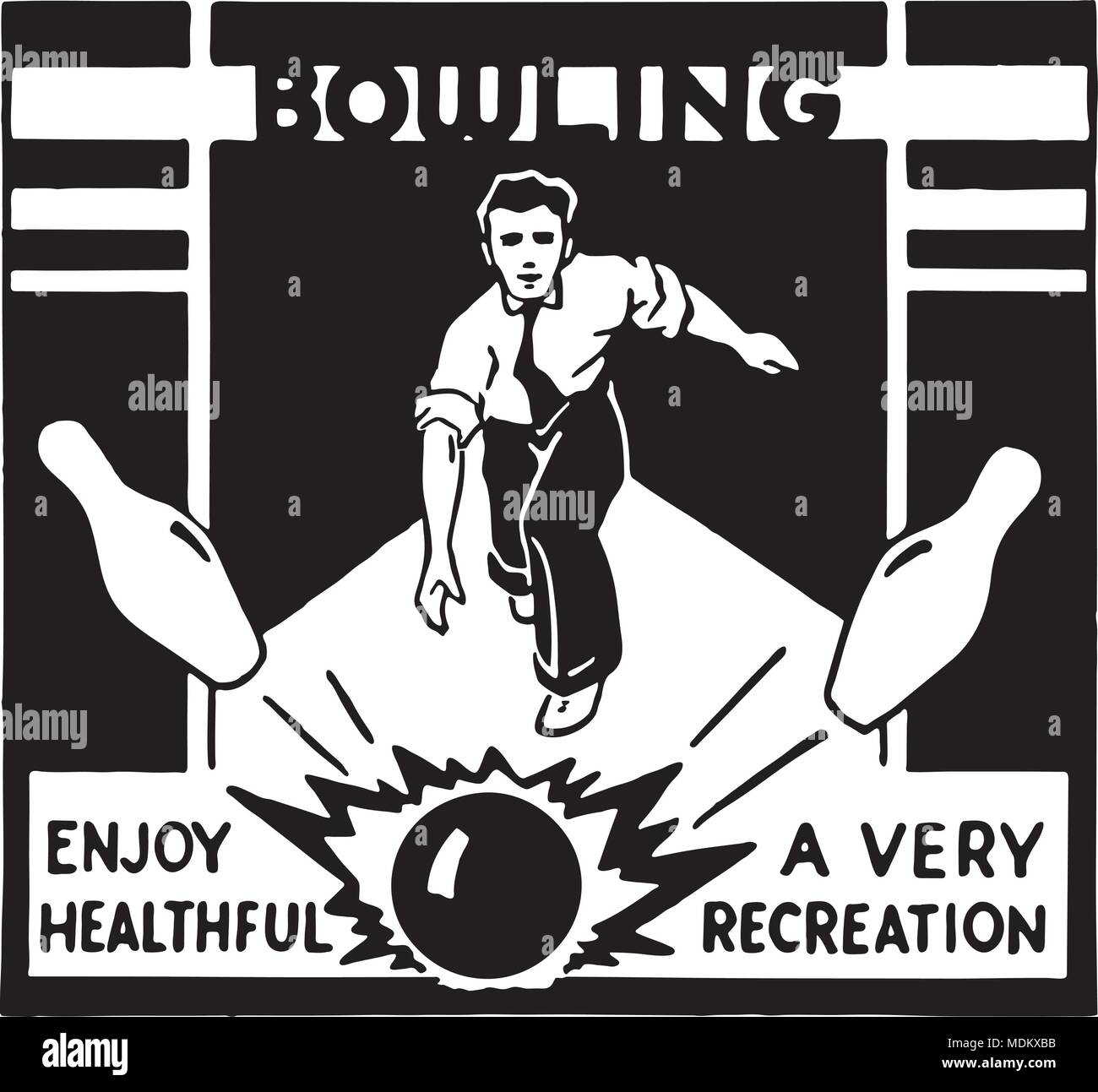 Bowling - Retro Ad Art Banner Stock Vector Image & Art - Alamy