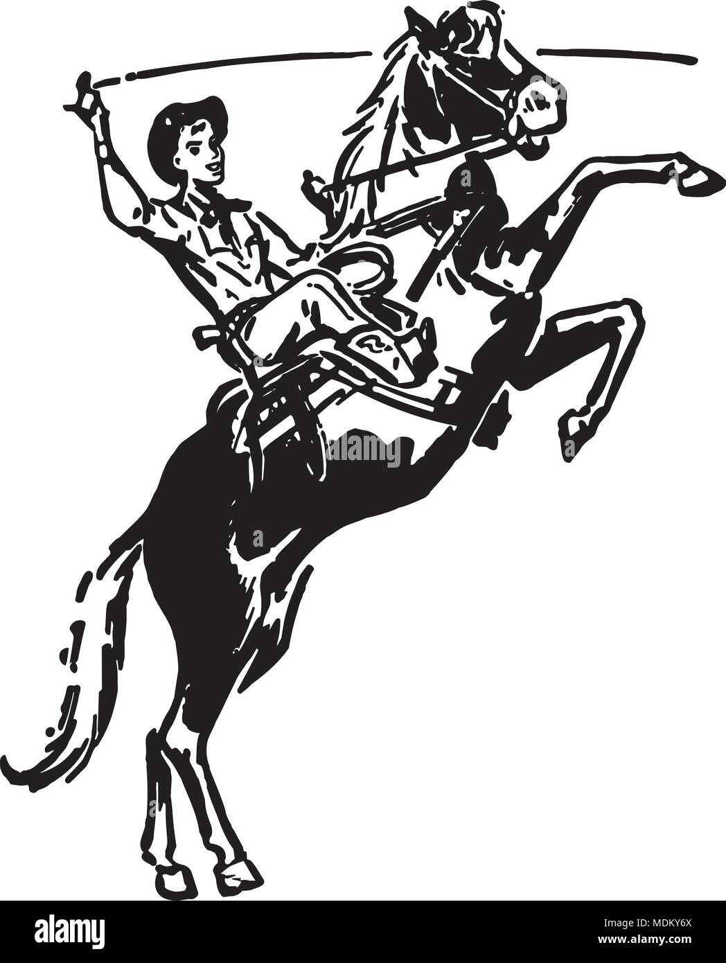 Bucking Bronco - Retro Clipart Illustration Stock Vector Image & Art ...