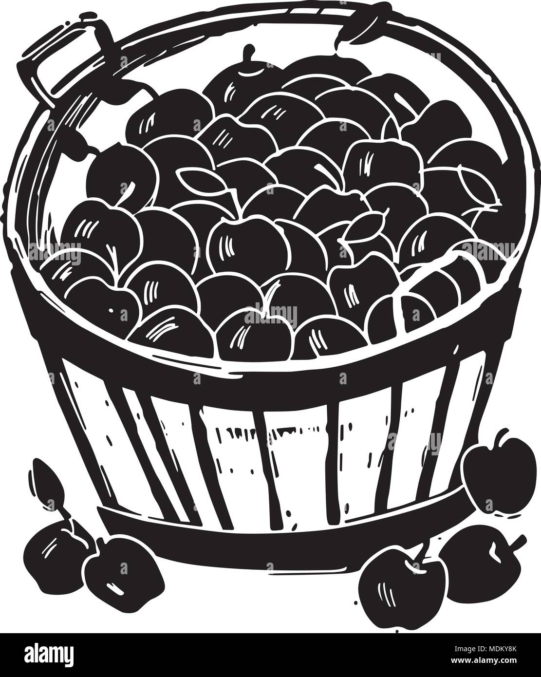 Bushel Of Apples - Retro Clipart Illustration Stock Vector Image & Art ...