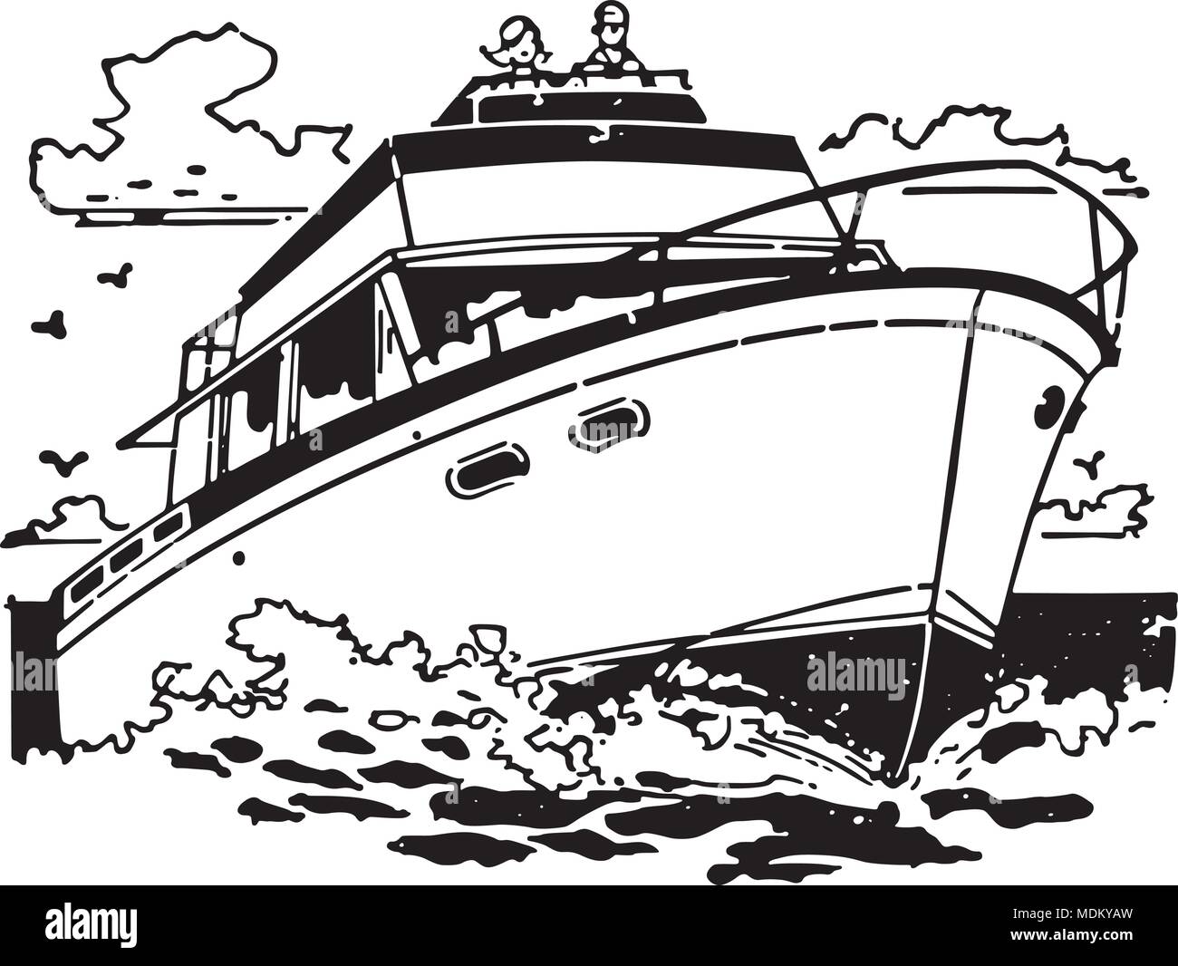 Cabin Cruiser - Retro Clipart Illustration Stock Vector Image & Art - Alamy