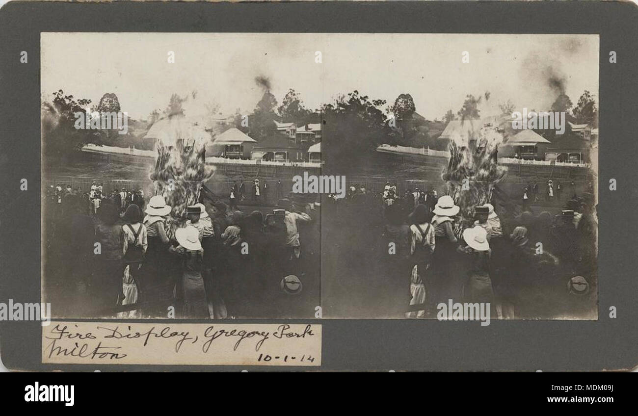 Fire display at Gregory Park, Milton, 1914 Stock Photo - Alamy