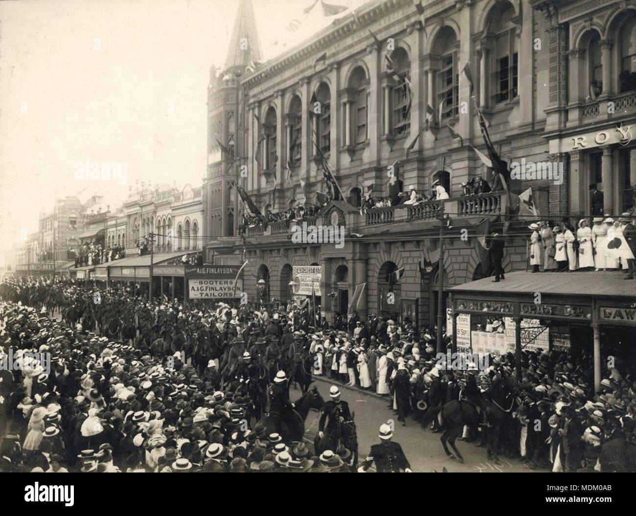 First Anzac parade on Queen Street, Brisbane, 1919 Stock Photo - Alamy
