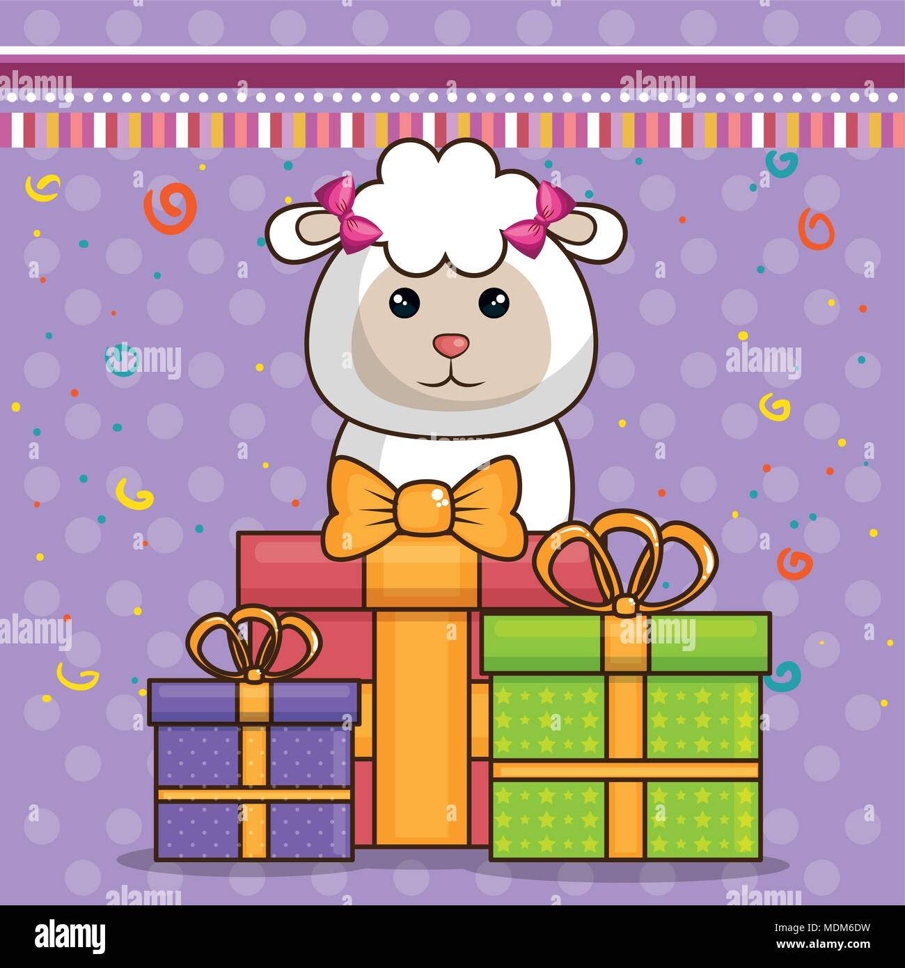happy birthday card with cute sheep Stock Vector Image & Art - Alamy
