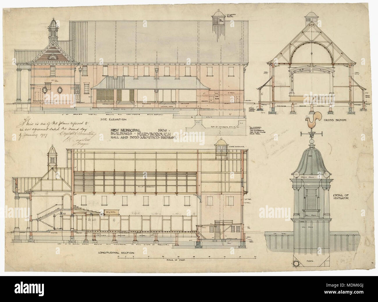 New municipal buildings Maryborough [architectural drawing], 1907 Stock ...