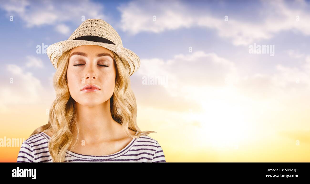 Woman wearing hat posing hi-res stock photography and images - Alamy