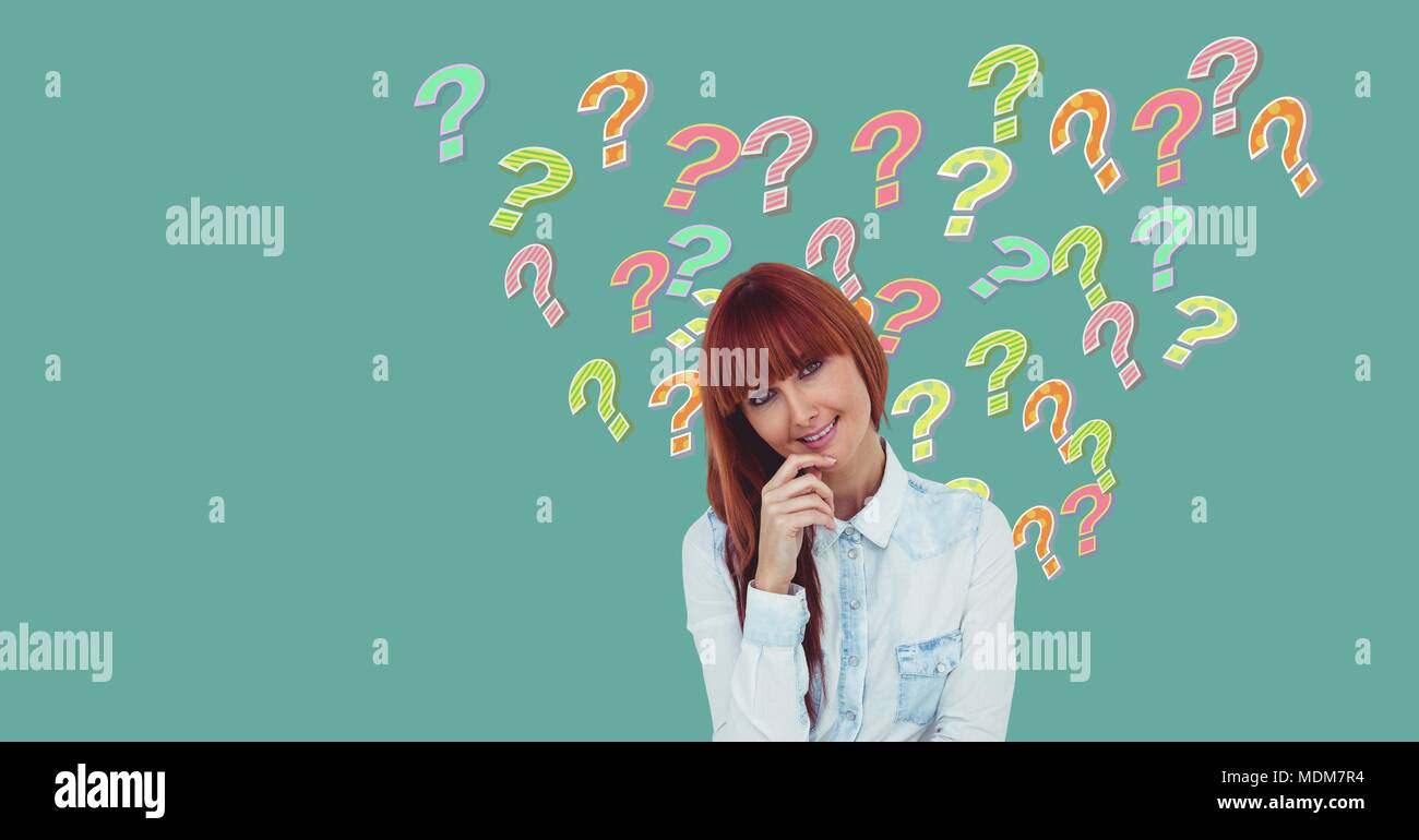 Woman thinking question marks hi-res stock photography and images - Alamy
