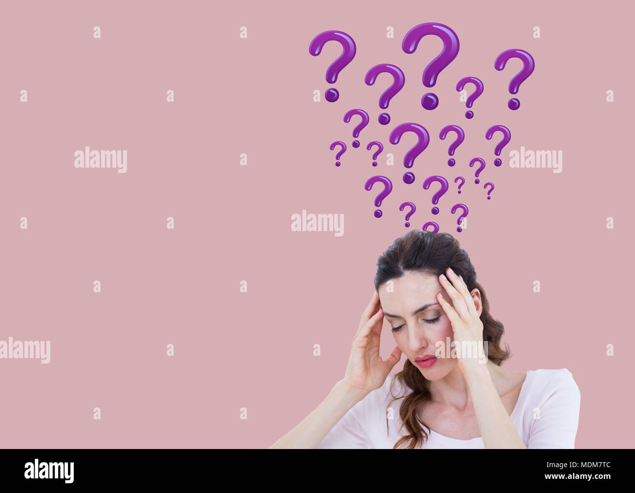 Woman question marks head hi-res stock photography and images - Alamy