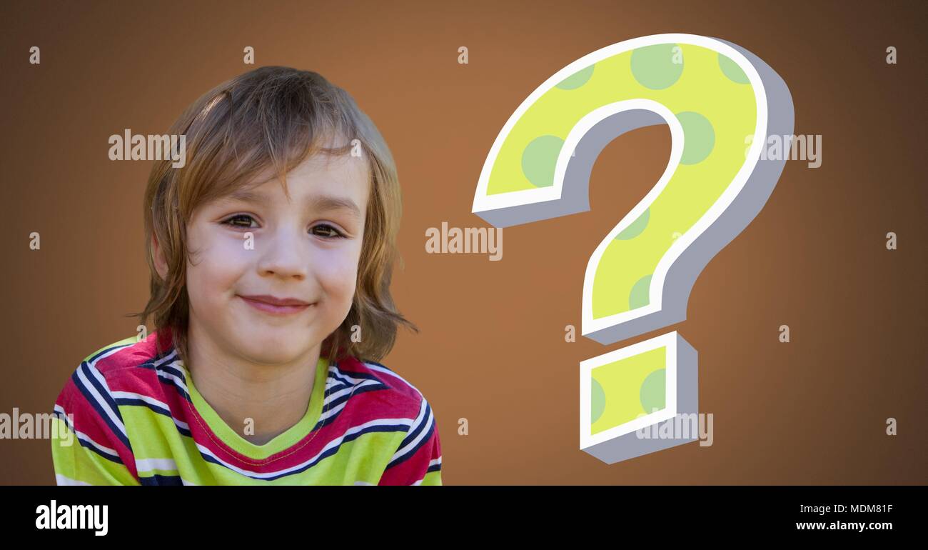 Kid with funky cool question mark Stock Photo - Alamy