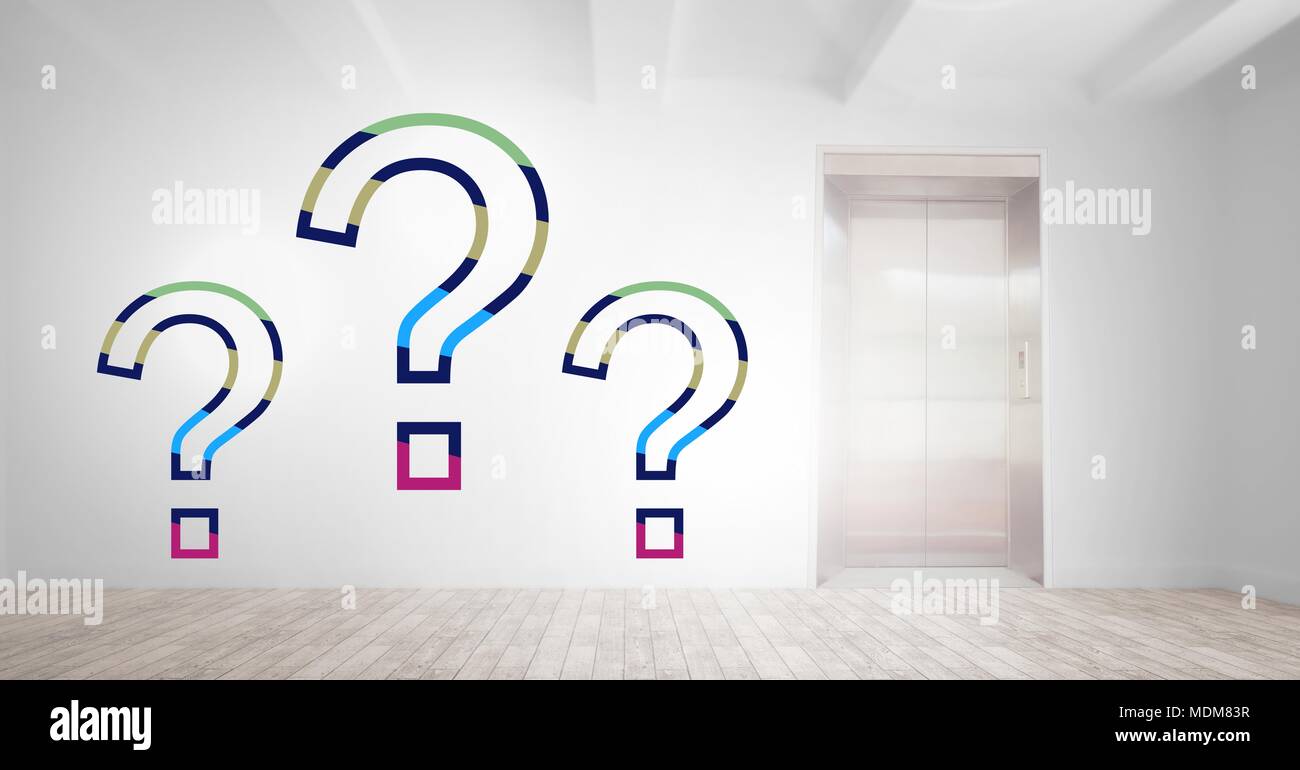 colorful question marks in room Stock Photo - Alamy