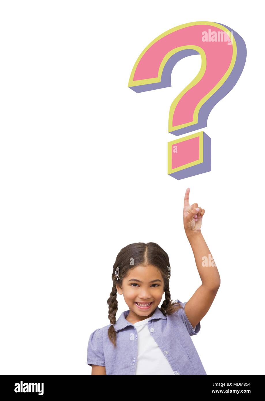 Kid Girl with funky question mark Stock Photo - Alamy