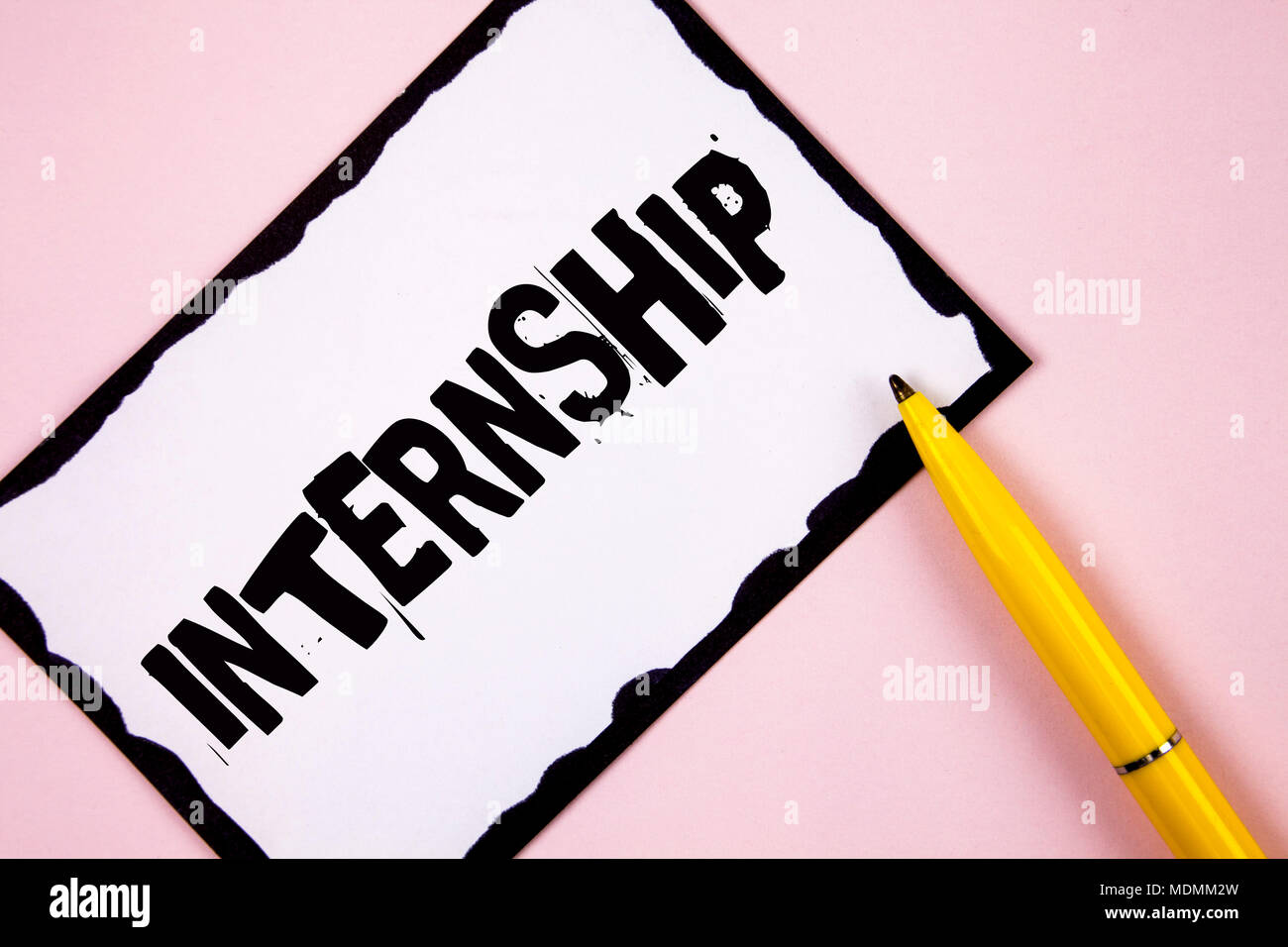 Handwriting text Internship. Concept meaning Student or trainee who ...