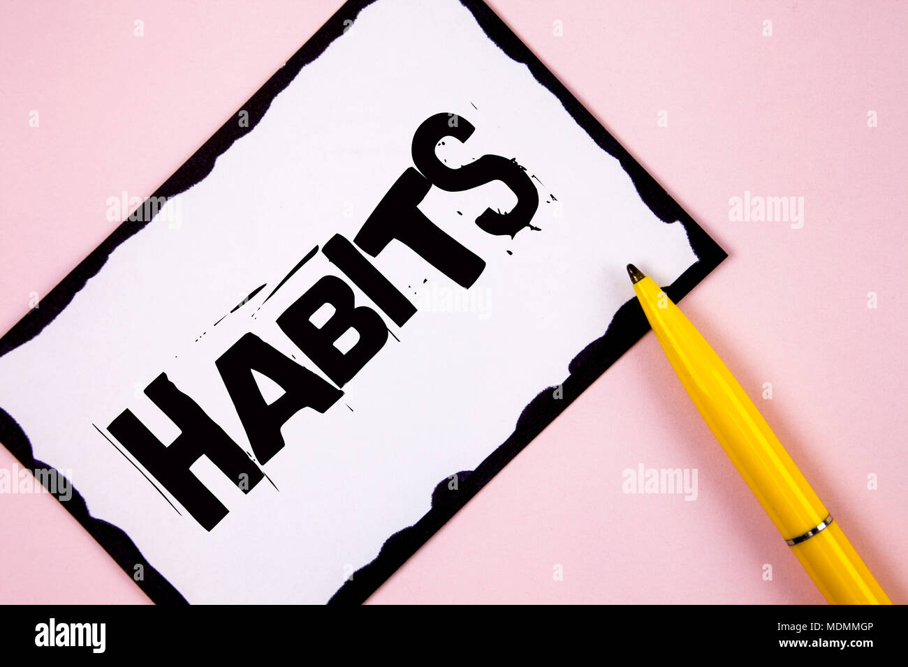 Handwriting text Habits. Concept meaning Regular tendency or practice ...