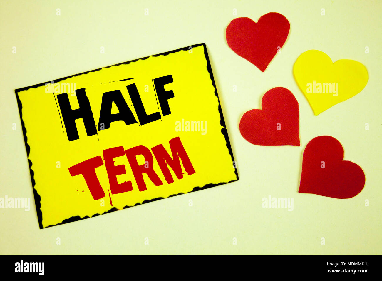 Writing note showing Half Term. Business photo showcasing Short holiday ...