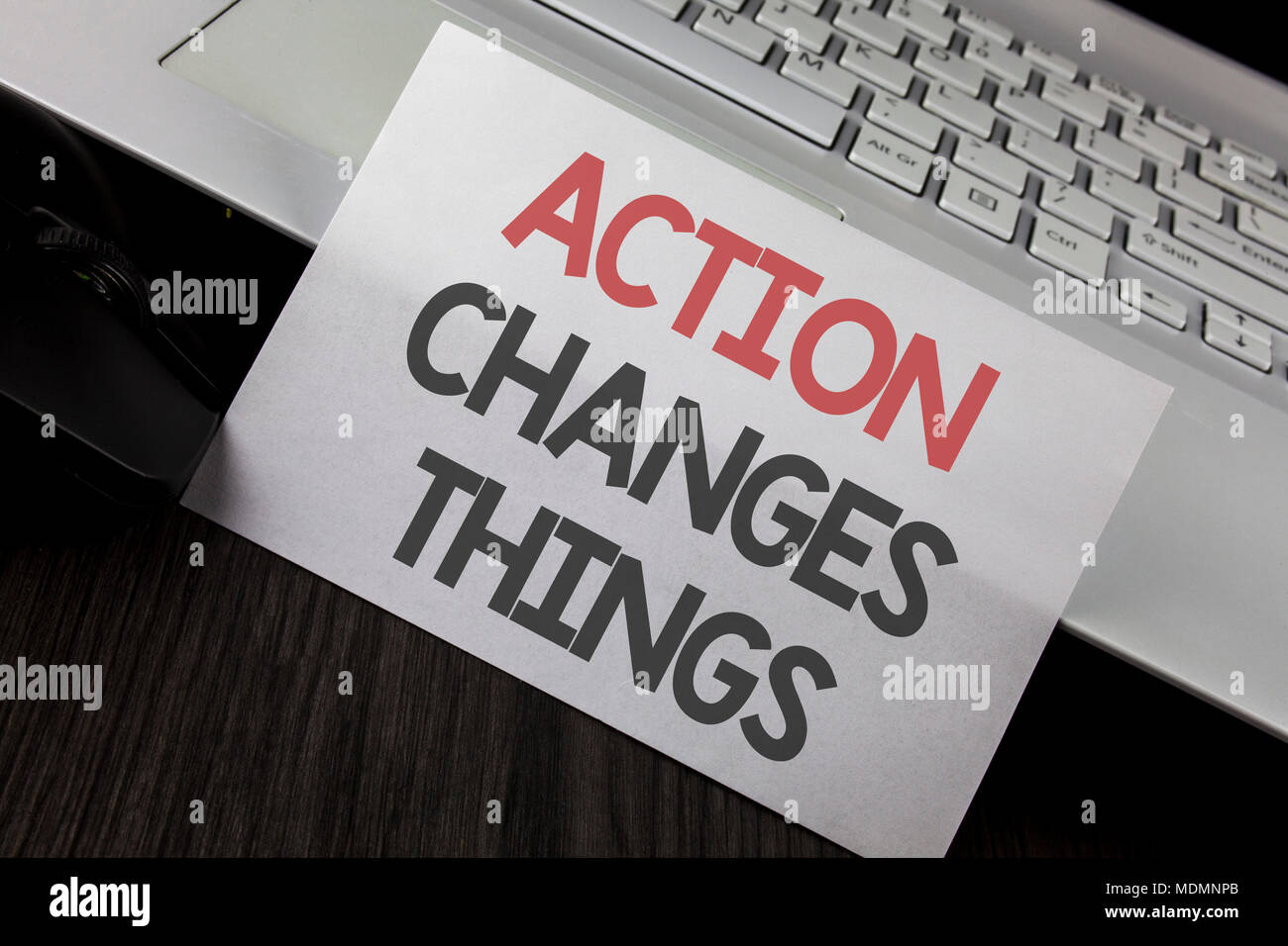 Writing note showing Action Changes Things. Business photo showcasing ...