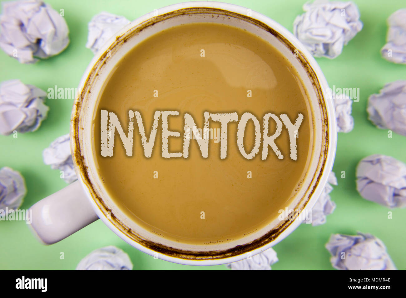 Handwriting text Inventory. Concept meaning Complete list of items like ...