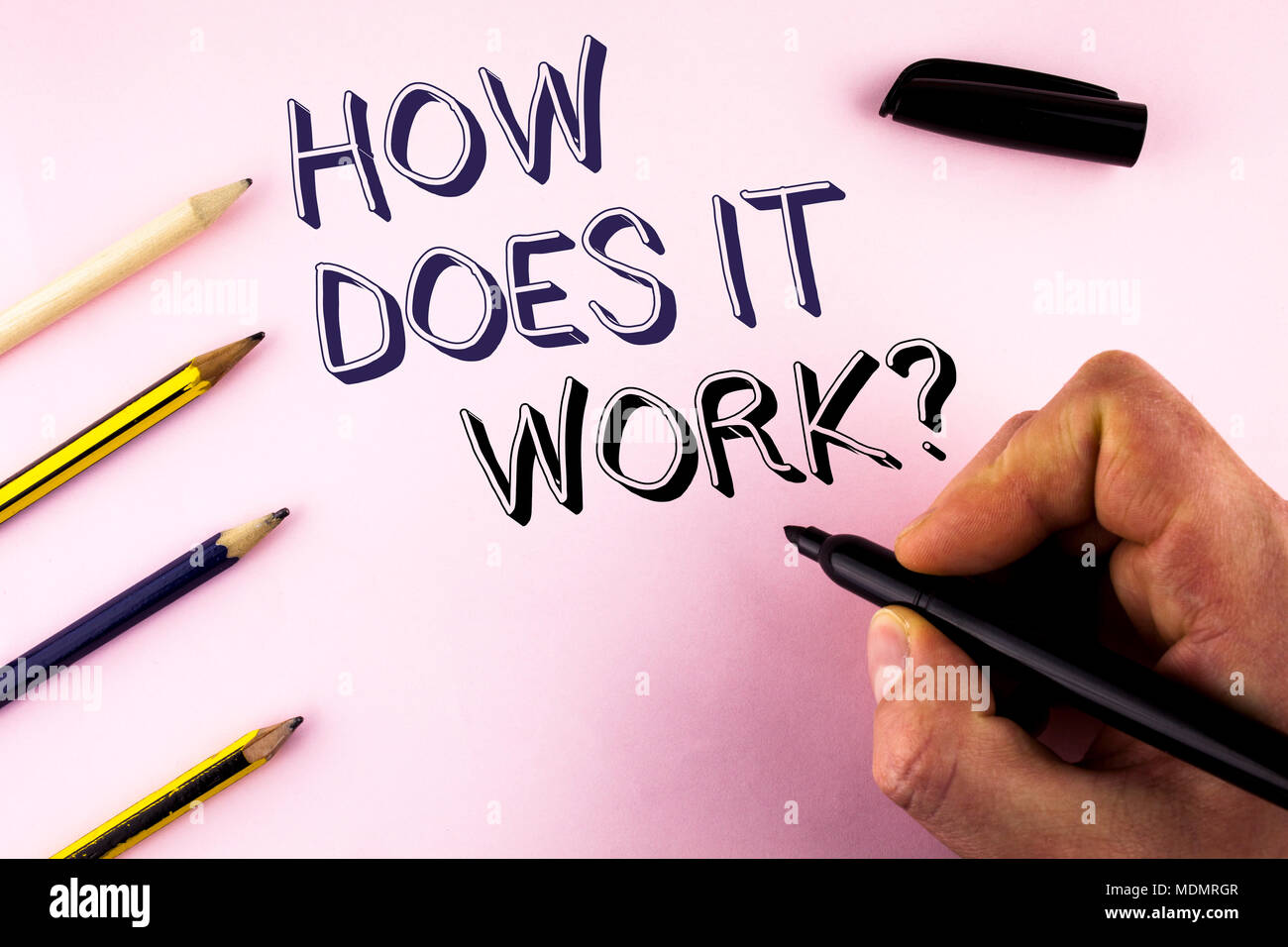 Word writing text How Does It Work Question. Business concept for ...