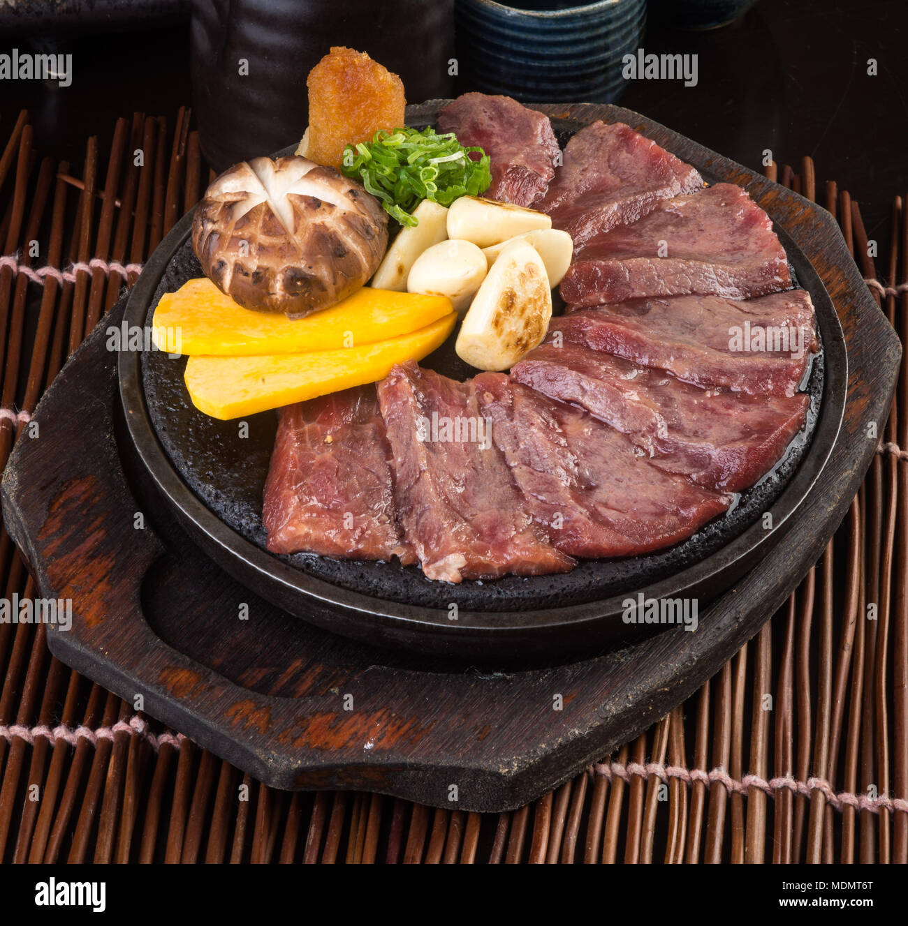 japanese cuisine. beef cube on background Stock Photo - Alamy