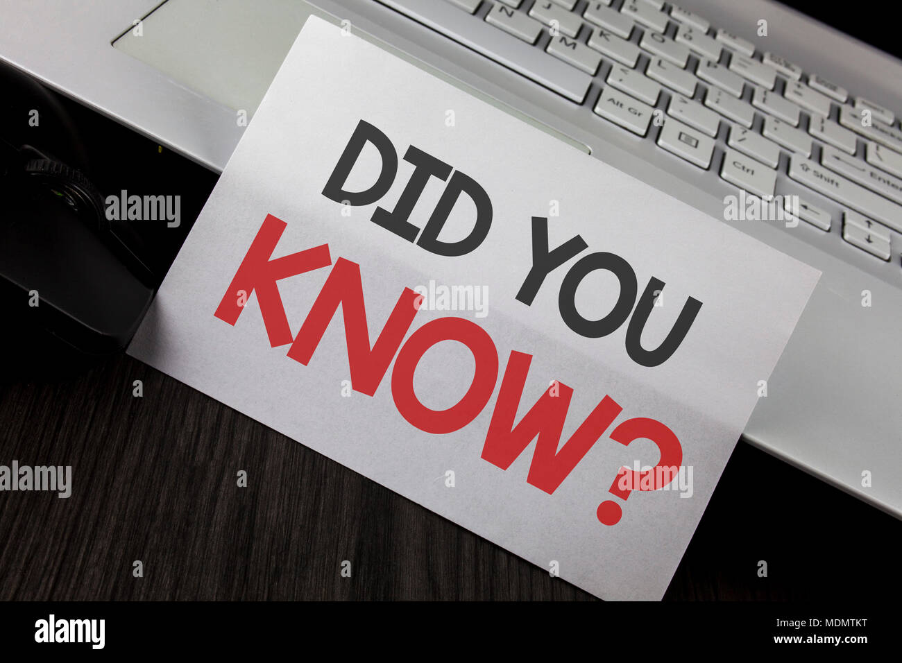 Writing note showing Did You Know Question. Business photo showcasing ...