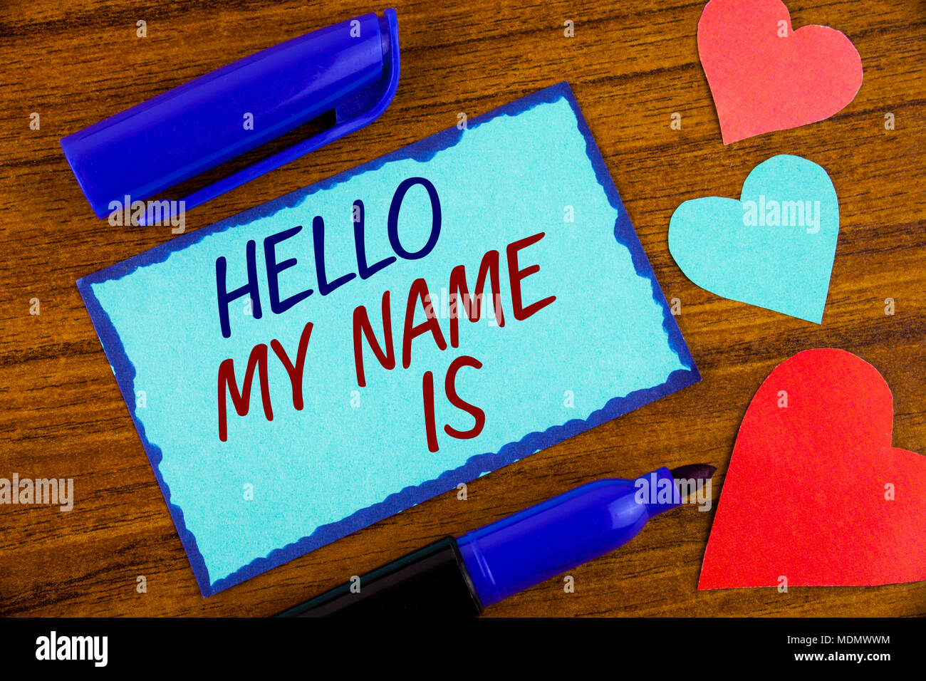 Writing note showing Hello My Name Is. Business photo showcasing ...