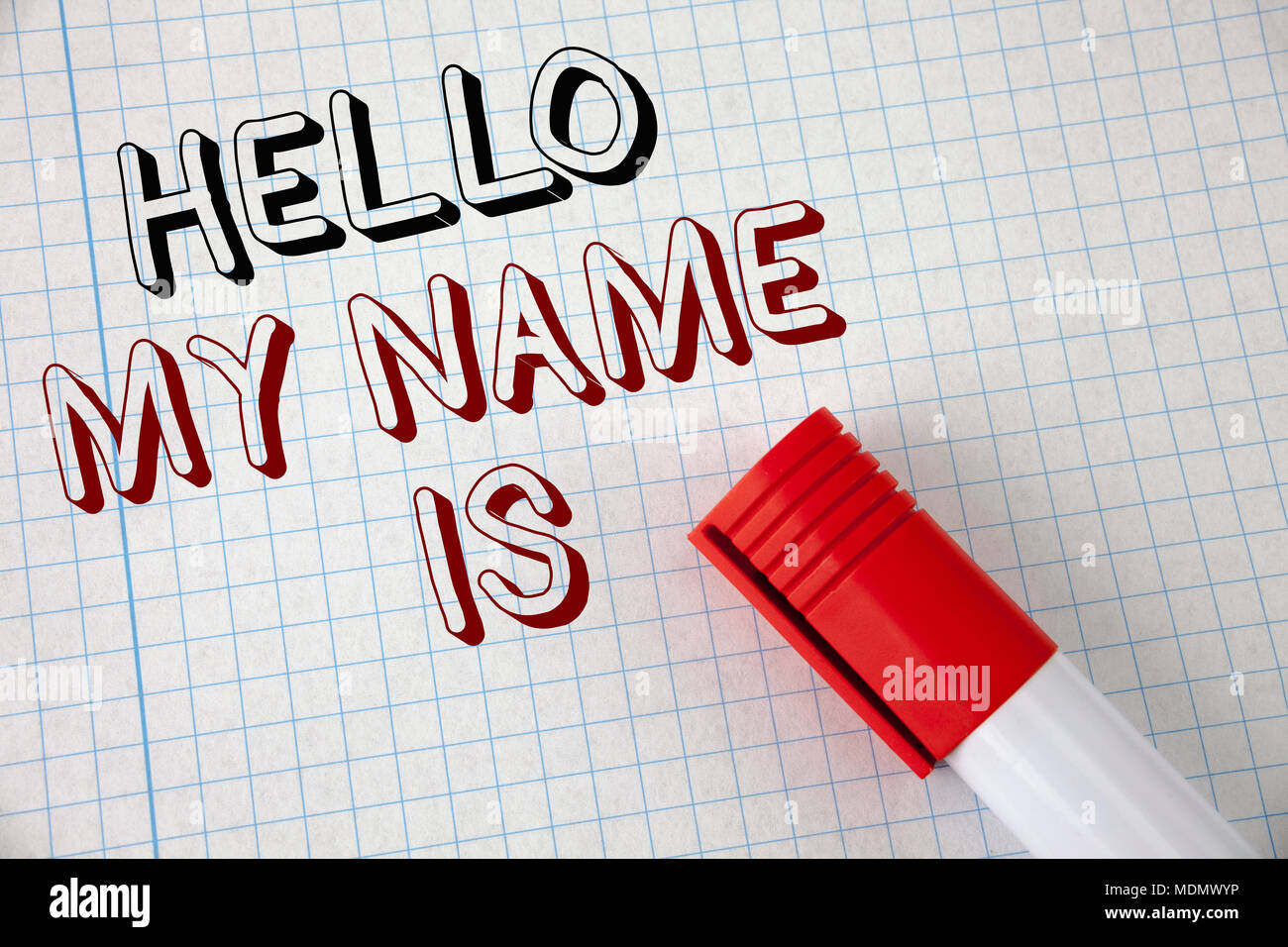 Handwriting text Hello My Name Is. Concept meaning meeting someone new ...