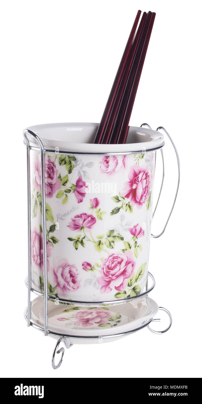 Kitchen utensils holder on the background Stock Photo - Alamy