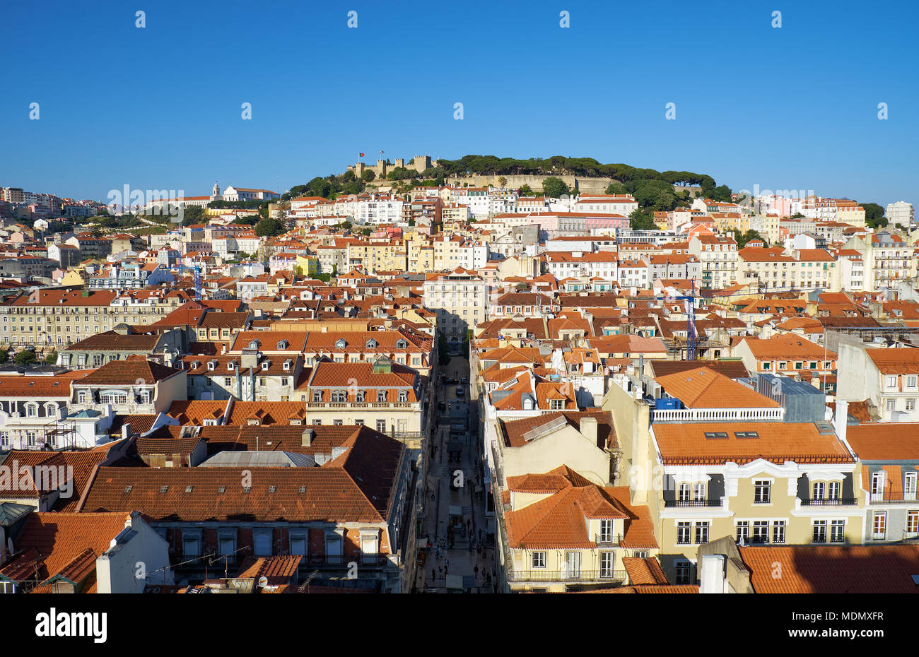 The residential houses of Alfama with Saint George Castle on the ...
