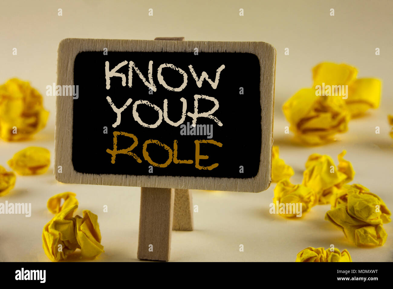Text sign showing Know Your Role. Conceptual photo define position in ...