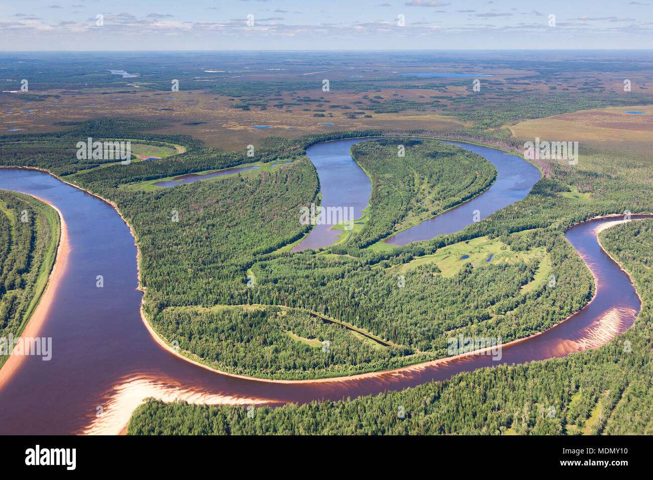 Flight over field river tree hi-res stock photography and images - Alamy