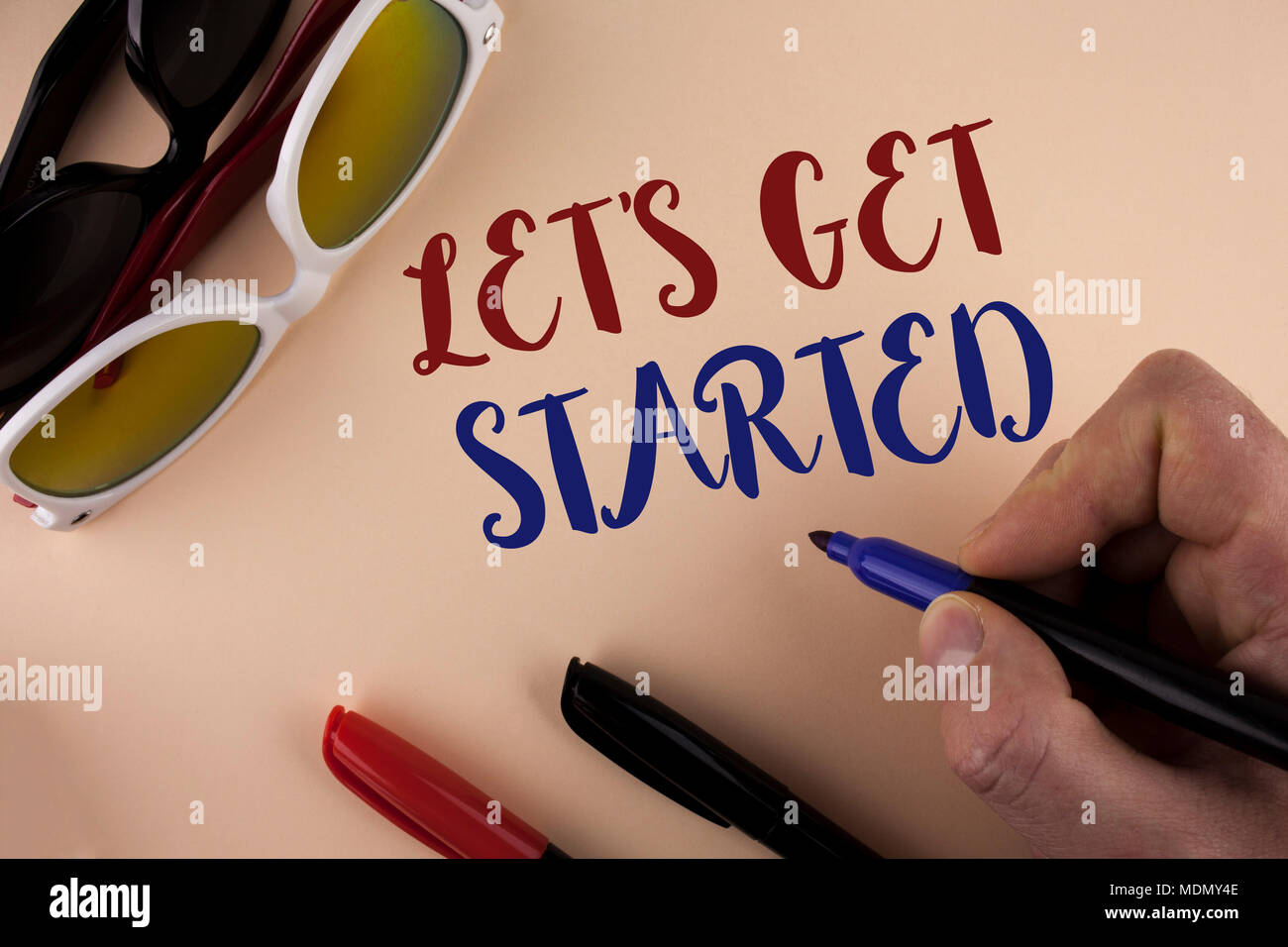 Text sign showing Lets Get Started. Conceptual photo beginning time ...